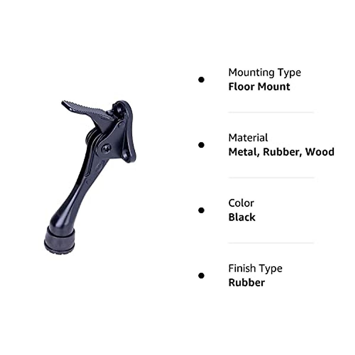 CG PLUS Door Stopper, One-Touch semi-Automatic Metal Door Stopper, with Non-Slip Rubber Tip for Wood, Concrete, Tiled, and Carpeted Floors (4inch x 1pack, Black)