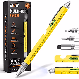 BIIB Gifts for Men, 9 in 1 Multitool Pen, Fathers Gifts for Dad, Cool Gadgets for Men Gifts, Unique Mens Gifts for dad, Husband, Grandpa, Dad Gifts from Daughter