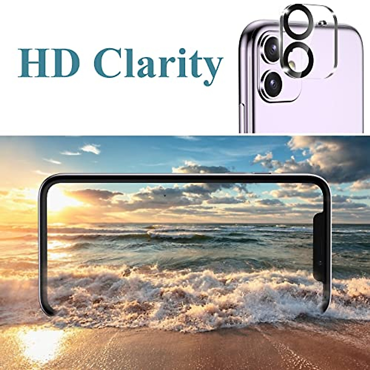 [3 Pack] Compatible for iPhone 11 & iPhone 12 Mini Camera Lens Protector, Ultra HD Clear Tempered Glass Camera Protector, Scratch-Resistant, Case Friendly, Easy Installation, with Night Circle (Transparent)