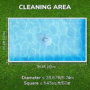 GRENNIX Robotic Pool Vacuum Cleaner - Autonomous Pool Vacuum for Above & In-Ground Pools - Strong Suction, Self-Docking Underwater Skimmer with Top Handle in Arctic Blue