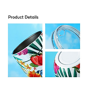 MINISO Tropical Insulated Wine Tumbler with Lid, Double Wall Stainless Steel Wine Cup Wine Glass 11.6oz Vacuum Insulated Travel Mug for Cold Hot Drinks,Coffee Tumbler Water Bottle for Home and Office