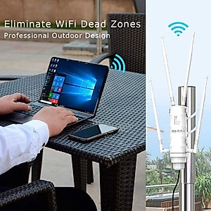 AC1200 Long Range Outdoor WiFi Mesh Extender with Ethernet Port & 4-Antenna, MyMAX WN572HP3 Dual-Band 1200Mbps Weatherproof Outside Access Point/Wireless Repeater/Internet Booster Signal Amplifier
