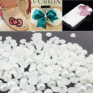 990 Pcs Self Adhesive Pearl Stickers, White Flat Back Pearls Sticker for Face Beauty Makeup Nail Art Cell Phone DIY Crafts Home Decor Scrapbooking Embellishments, 3mm/4mm/5mm/6mm