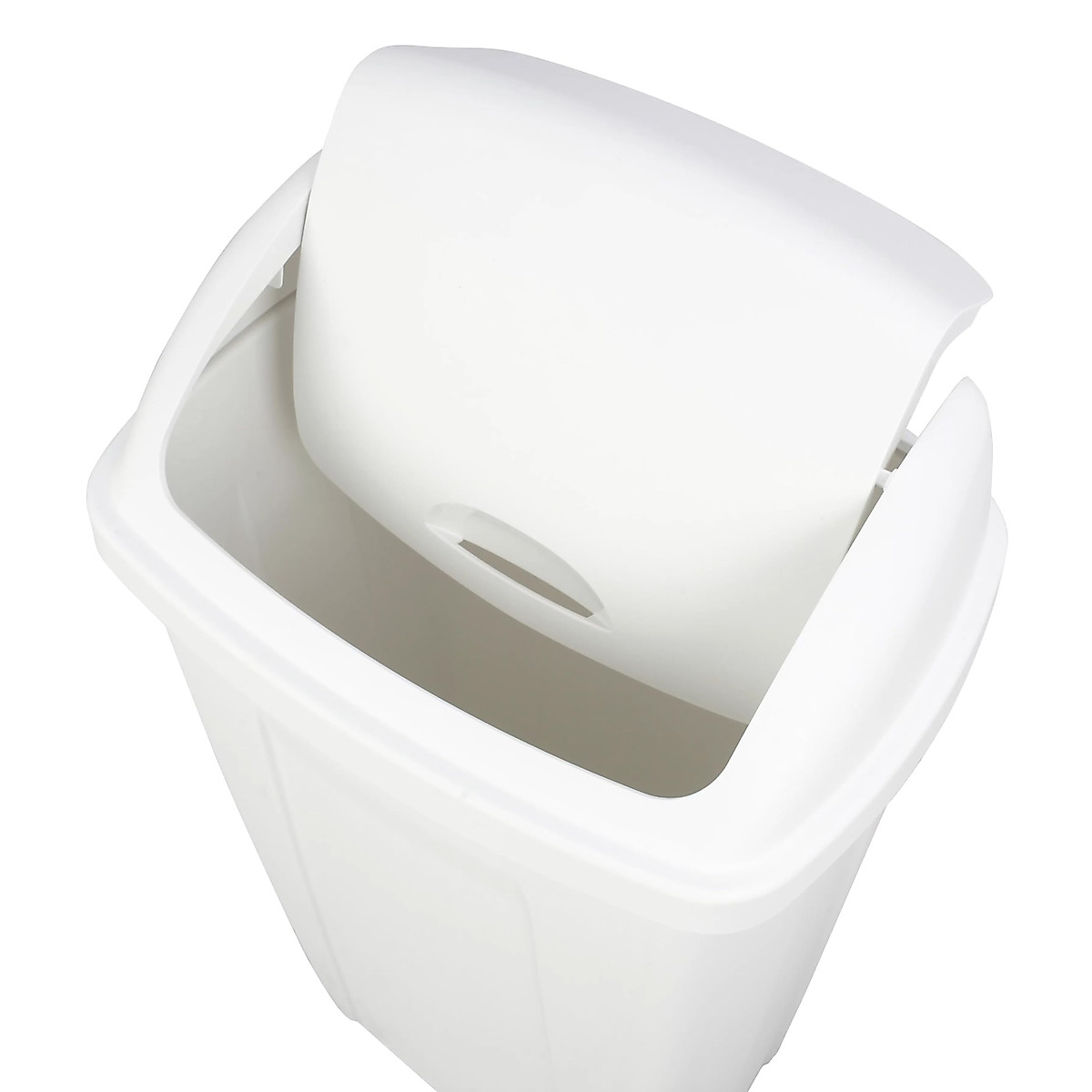 AYOYZ 13 Gallon Trash Can, Plastic Swing Top Kitchen Trash Can, White