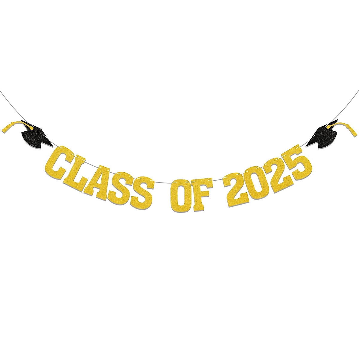 Class of 2025 Banner - 2025 Graduation Decorations, Congrats Grad Decor, We are So Proud of You Banner, 2025 Senior High School College Graduation Party Decoration (Gold)