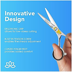 Equinox Razor Edge Series Professional Hair Scissors - 6.5” Premium Japanese Stainless Steel Hair Cutting Scissors, Hair Shears for Hair Cutting, Barber Accessories & Hair Salon Supplies - Silver