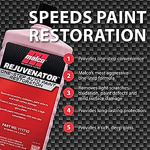 Malco Paint Rejuvenator - One Step Automotive Paint Restoration/Clear Coat Scratch and Swirl Remover/Re-Shine Old, Aged Paint to Look New / 32 Fl Oz (111732)
