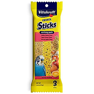 Vitakraft Parakeet Treat Sticks Variety Pack - Honey, Egg, Apple - 2.5Oz