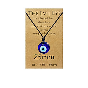 Long tiantian Evil Eye Necklace for Women Blue Turkish Leather Rope Eye Necklace Ojo Necklace Evil Eye Pendant Necklace Third Eye Lucky Protection Necklace (0.98in pendant 17.7in rope)…