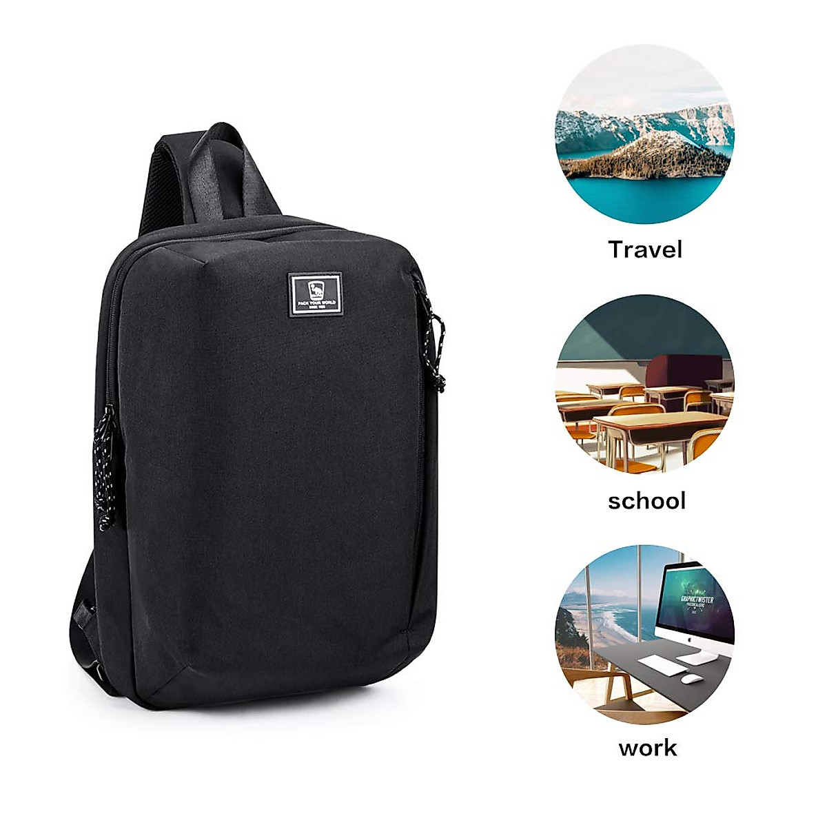 OIWAS One Strap Backpack Men - 14 Inch Sling Bag Boys Single Strap Backpack Lightweight Women Large Crossbody Shoulder Bag