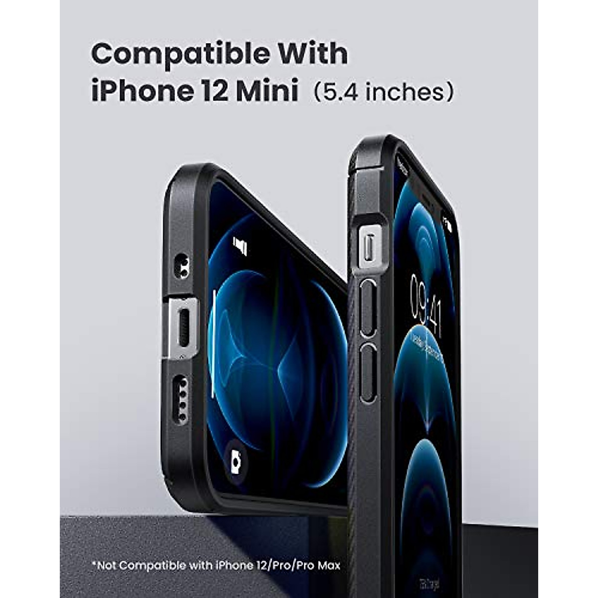 AINOPE 2020 New iPhone 12 Mini Case [5.4 inches], Full Covered Shockproof Protective Case Soft TPU Protective Cover Compatible with iPhone 12 Mini -Black