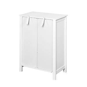 Goohome Bathroom Storage Floor Cabinet, Modern Freestanding Organizer Cabinet with Adjustable Shelves & Double Doors, Kitchen Cupboard, 3-Tier Home Furniture Storage Organizer Cabinet