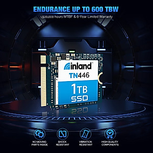 INLAND 2230 Internal SSD 1TB High Performance Gen4x4 M.2 2230 30mm Internal Solid State Drive PCIe 4.0, up to 4,700 MB/s, TN446