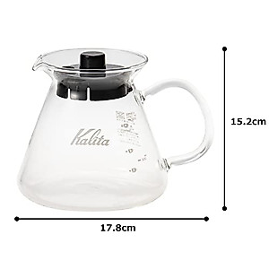 Kalita (Carita) Coffee Server I Pour Over Carafe I 500ml (17oz) I Pot Fits Kalita Drippers I Heat Resistant Glass I Made in Japan I, Single Cup, Clear