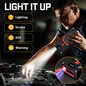 BIUBLE Car Jump Starter, 2500A Peak 12V Auto Booster Battery Pack Jump Box(Up to All Gas or 8.0L Diesel Engine, 50 Times) Jump Starter with 10W Wireless Charger Smart Jump Cables