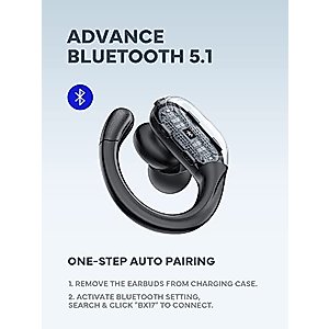 Headphones Wireless Earbuds, Bluetooth Earbuds with Earhooks 100H Playback with Charging Case and Ear Buds Wireless Bluetooth Digital Display, Built-in Noise Cancellation Mic