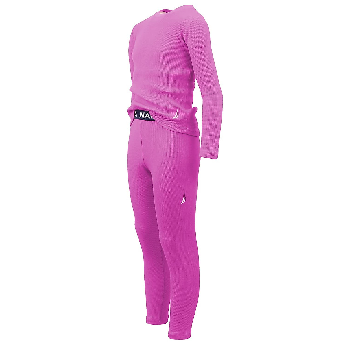 Nautica Girls' 2-Piece Shirt & Pants Base Layer Long Johns Waffle Thermal Underwear Set (Purple, 14/16)