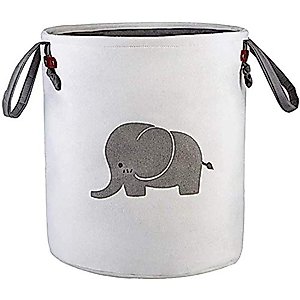 Storage Baskets,Cotton Foldable Round Home Organizer Bin for Baby Nursery,Toys,Laundry,Baby Clothing,Gift Baskets(Elephant)