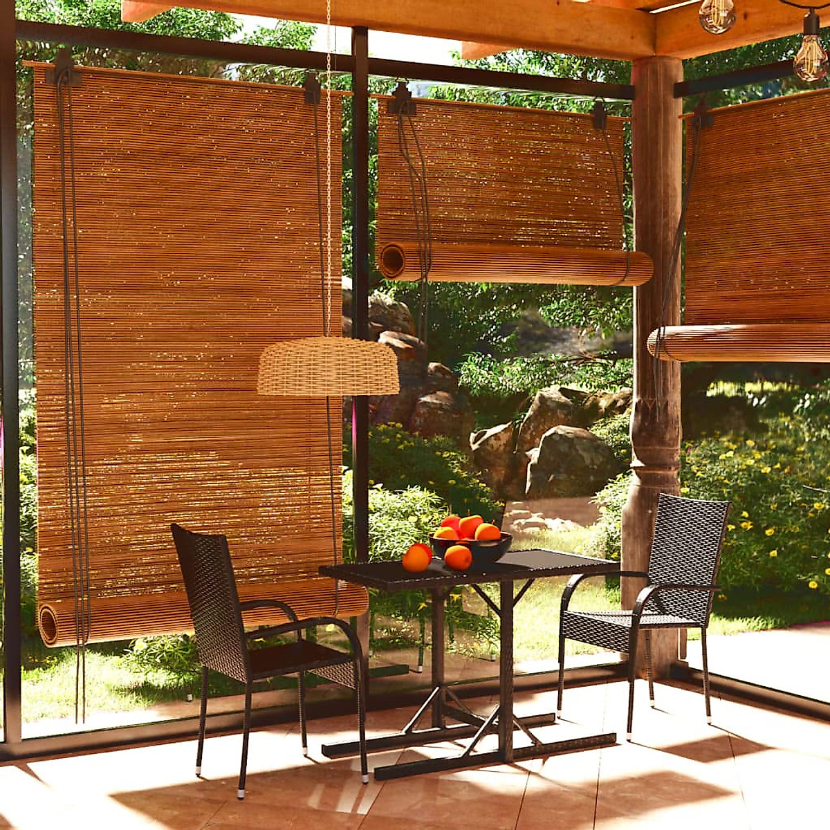 YUHI-HQYD 3 Piece Patio Dining Set,Balcony Furniture,Bistro Set,Conversation Furniture,Includes Rubber Corner for Glass Protection,Perfect for Patio, Garden, Porch, or Front Yard Area, Black