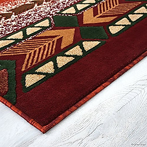 Allstar 5X7 Rust and Burgundy Navajo Rectangular Accent Rug with Ivory and Green Southwestren Medallion Design (5' 2" X 7' 1")