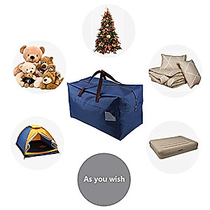 AMJ 100L Large Storage Bag for Comforters, Blankets, Clothes, Quilts and Towels, Better and Sturdy Organizer Bag, Thick Ultra Size Under Bed Storage, Moisture Proof, Blue