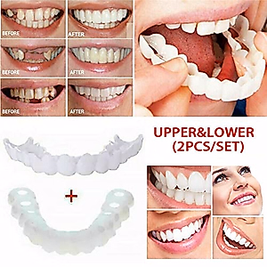 CHNLML,2 PCS Dentures Teeth - Temporary Teeth Perfect Fake Teeth - Veneers Dentures for Men and Women