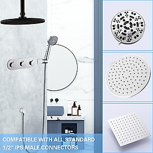 Enoughmen Ceiling Mount Shower Arm with Flange for Rain Shower Head,Stainless Steel Straight Arm for Fixed Shower Head,3 Inch Matte Black