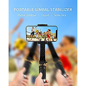 Gimbal Stabilizer with Selfie Stick for iPhone: Portable Handheld Gimble with Tripod & Remote for Cell Phone Camera & Samsung Android Smartphone Recording Video & Vlogging on Tiktok & YouTube