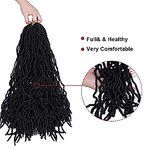 7Packs New Faux Locs 24 Inch Crochet Hair Soft Locs Curly Wavy Pre-Looped Faux Locs Goddess Synthetic Fiber Hair Extensions (24Inch,1B)