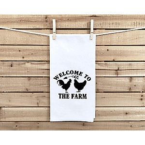Set of 3 Farmhouse Style Flour Sack Towels Kitchen Hand Tea Dish Towel Rustic Black White Gift for Farmer Dad Mom Men Women Wife Husband Family