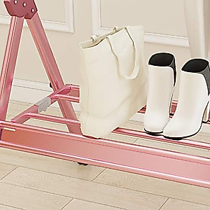 Drying Rack Floor Folding Indoor and Outdoor Home Balcony Aluminum Double Rod Cool Clothes Hanger Pole Clothes by The Shelf Artifact FANJIANI (Color : Rose Gold)