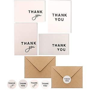 100 PK Bulk Thank You Cards with Envelopes Assorted - 5 x 3.5 Inches Wedding Thank You Cards Baby Shower Bridal Shower Personalized Thank You Notes for Small Business Graduation Funeral Birthday