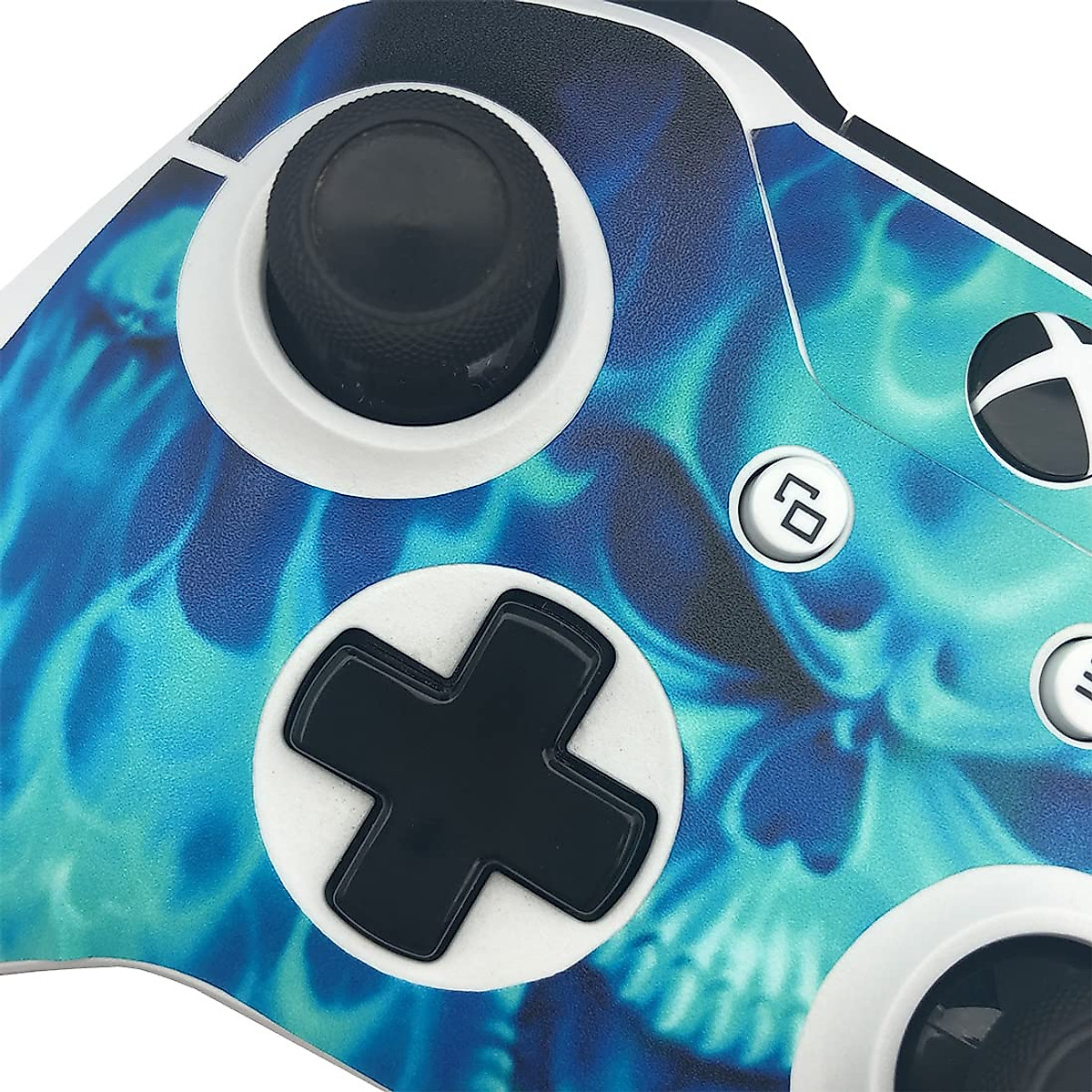 UUShop Protective Vinyl Skin Stickers for Microsoft Xbox One S with Two Free Wireless Controller Decals Blue Flame Fire Skull