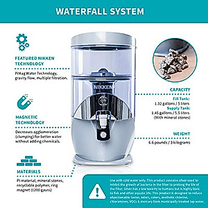 Gravity Water Filter Purifier System 1384 - Advanced Water Technology - Produces Alkaline Water - Removes Impurities and Contaminants - for Countertop
