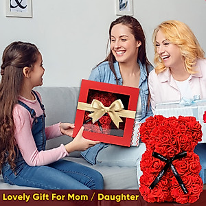 Jeekfrose Preserved Rose Bear Birthday Gifts for Mom Woman - Mothers Day for Best Mother Wife Including I Love You 100 Languages and Greeting Card, for Anniversary Valentines Day