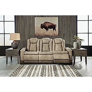 Signature Design by Ashley Next-Gen DuraPella Power Reclining Sofa with Adjustable Headrest, Sand & Next-Gen DuraPella Power Reclining Loveseat with Console & Adjustable Headrest, Sand
