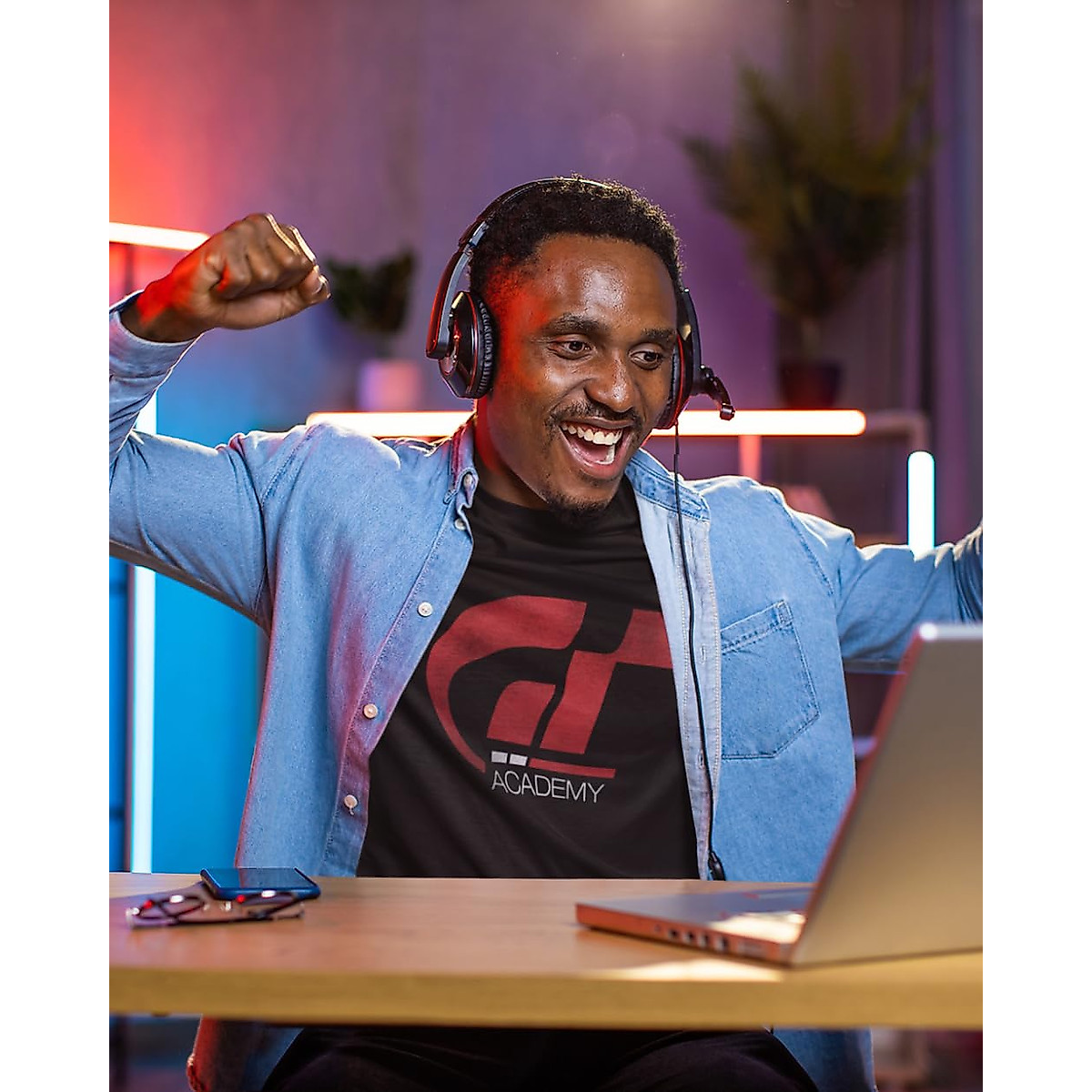 Ripple Junction Gran Turismo Men’s Short Sleeve T-Shirt Racing Academy PlayStation Inspired Game Movie Logo Large Black