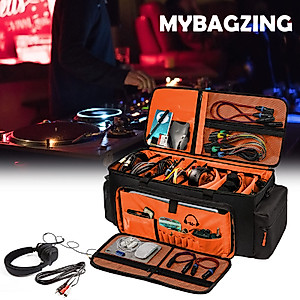 MYBAGZING Dj Cable Bag-24 Large Dj Cable File Bag-Dj Cabel Organizer Case-Travel Gig Bag-DJ Gear Bag for Dj Accessories-Dj Equipment Case with Padded Bottom and Divdiers