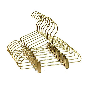 Koobay 12.6" Children Gold Clothes Hangers with Clips,10-Pack ,Coat Clothes Hangers, Standard Suit Hangers, Saving Space