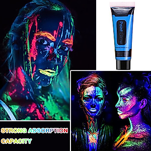 Fusang Glow in the Dark Face Body Paint,Washable Neon Face Body Paint,Black Light Face Makeup for Party Halloween Christmas Cosplay Masquerade Etc 0.48oz Set of 6 Tubes(6 colors)