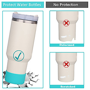 QIANHAI Silicone Boots for Stanley Quencher Adventure and Owala 40oz Tumbler with Handle & Stanley IceFlow 30oz 20oz, Owala Freesip 19oz Sport Water Bottle Accessories (1Clear1RoseRed)