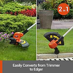 MAXLANDER 12 Inch 20V Cordless String Trimmer, 2 PCS 2.0Ah Battery Weed Wacker/Edger, 1 Quick Charger,6 PCS Replacement Spool Trimmer Lines, Length Adjustable, Powerful Lightweight Grass Trimmer