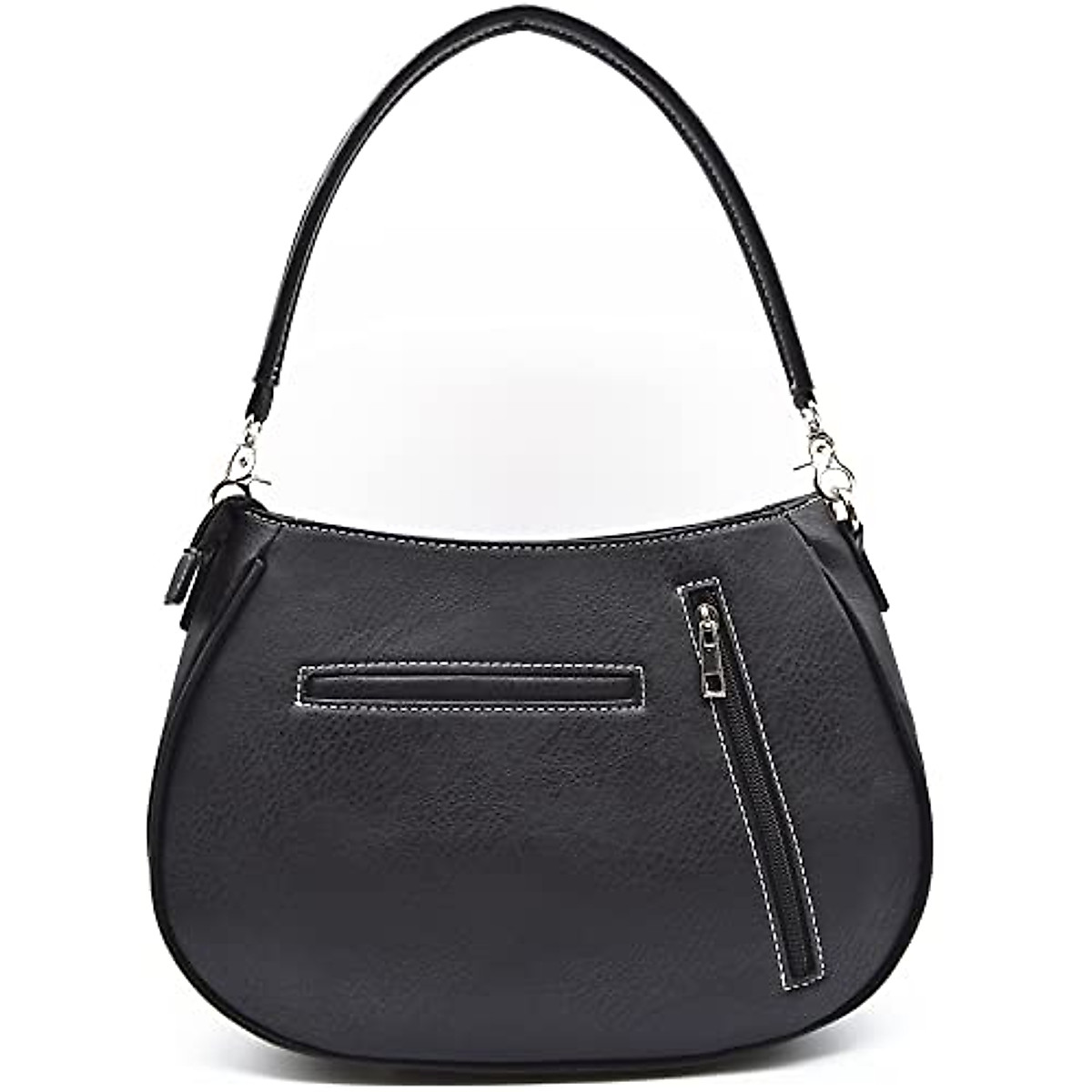 Punk Gothic Rock Metallic Skull Chain Purse Skeleton Leather Shoulder Bag Crossbody Bag Satchel Women Handbag Wallet Set (Black Set)