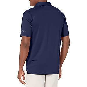 Callaway Men's Micro Hex Golf Performance Polo Shirt with Sun Protection, Solid Stretch Fabric, Peacoat, Large