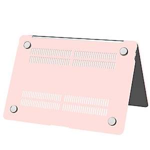 G JGOO Compatible with MacBook Air 13 inch Case 2022 2021 2020 2019 2018 Release M1 A2337 A2179 A1932 Touch ID, Matte Plastic Hard Shell Case + 2 Keyboard Covers + 50 Pcs laptop sticker, Chalk Pink