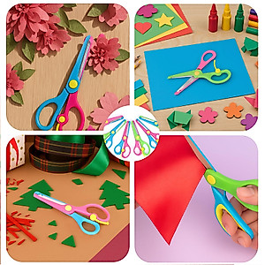 LovesTown Preschool Training Scissors,6 Pcs Dual-Colour Children Safety Scissors Pre-School Training Scissors Safety Scissors Art Craft Scissors