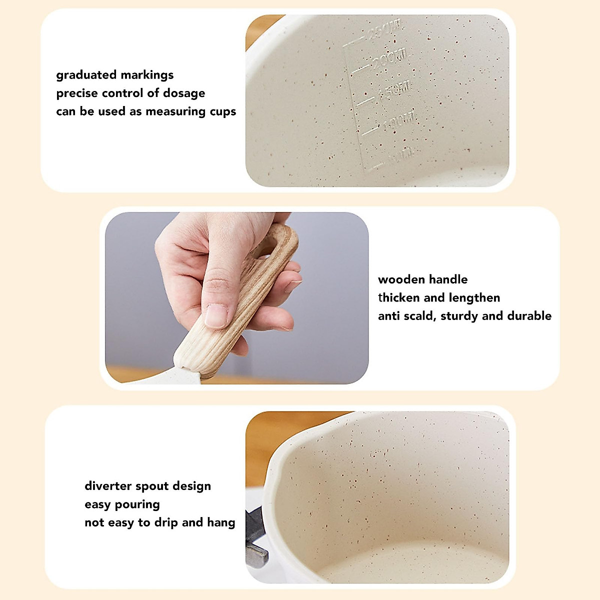 Multifunctional Nonstick Small White Sauce Pan with Lid, Tri Ply Stainless Steel Cooking Pot for Frying, Boiling, and Stewing Ideal for Chocolate Melting, Soup Making