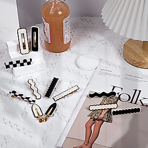 Fastat 12PCS No Bend Hair Clips Fashion Black And White Hair Clips Pretty Hair Pins For Women Hair AccessoriesAcrylic Hair Barrettes For Women With Thick Thin Hair