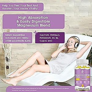 Magnesium Glycinate Gummies with Magnesium Malate, Taurate, Citrate, Magnesium Potassium Complex Supplement with CoQ10, Calcium, Supports for Memory, Bone, Calm, Sleep, 60 Pineapple Gummies