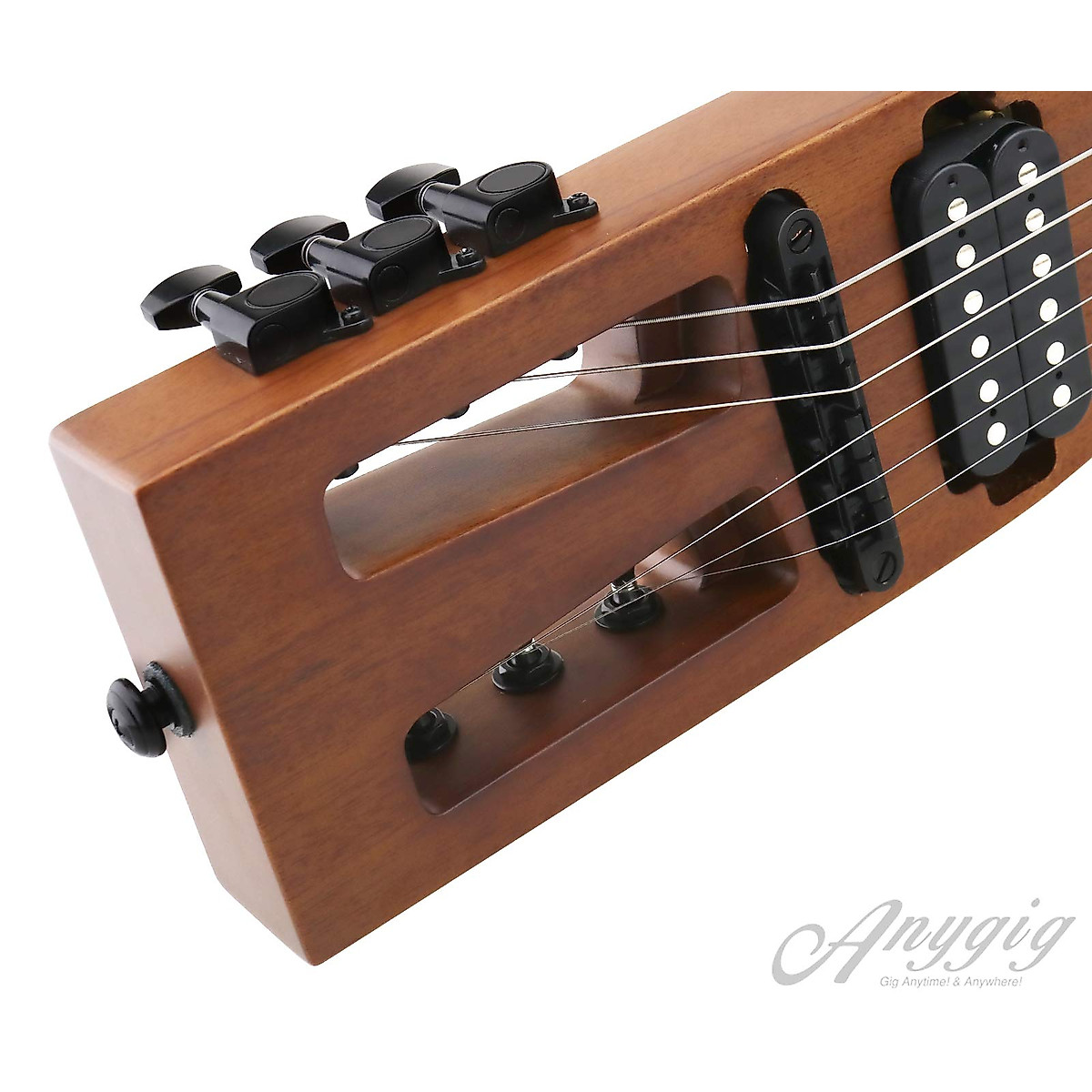 Anygig Electric Guitar Practice Portable Travel 82CM 1.6KG Brown Matte Sapele Mahogany 25.5" Full Scale with Gigbag Right Handed Gift Idea